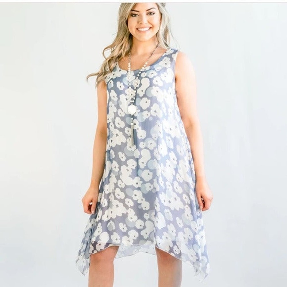 Cobblestone Living Phoebe Sheer Floral Print Silk Dre… - Gem